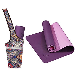 Ewedoos Premium Yoga Sets - Includes 1 TPE Double-Layer Yoga Mat with Carrying Strap, 1 Printed Yoga Mat Bag, Perfect for Yogi & Beginners