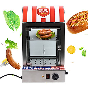 kitneed 1500W Hot Dog Steamer Machine, 2-Tier Commercial Hot Dog Hut Steamer, Stainless Steel Electric Hot Dog Steamer Machine with Temperature Adjustable for Bakery, Convenience and Household