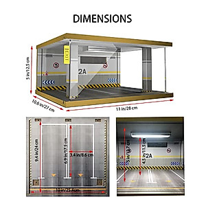 1/24 Scale Die-cast Car Garage Display Case with Clear Acrylic Cover and LED Lighting for 2 Parking Space (Route 66)