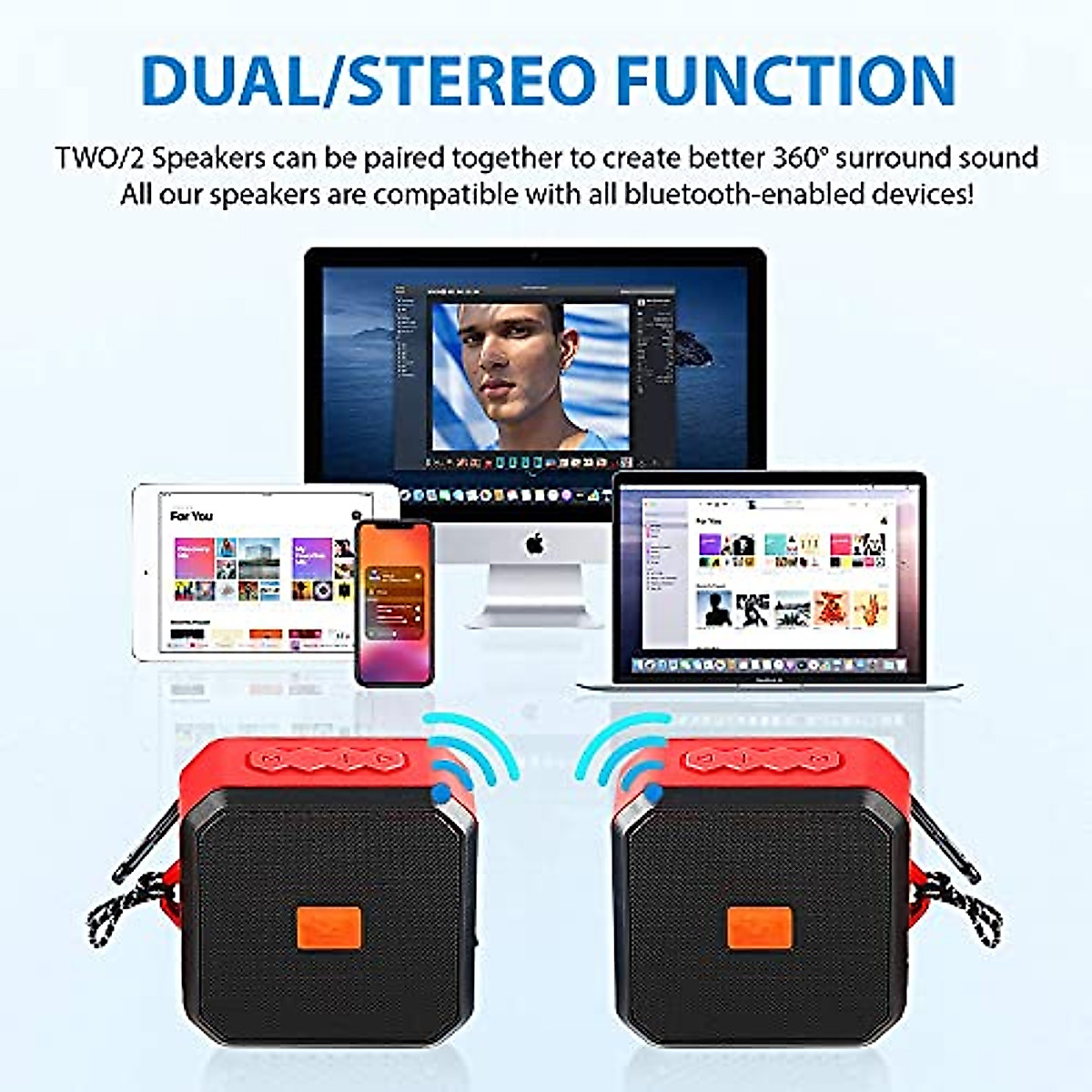 TEK STYZ IPX7 Speaker Compatible with Your Bose QuietComfort 20 in-Ear with 13H Waterproof Playtime, Indoor, Outdoor Travel 1500 (Blue)