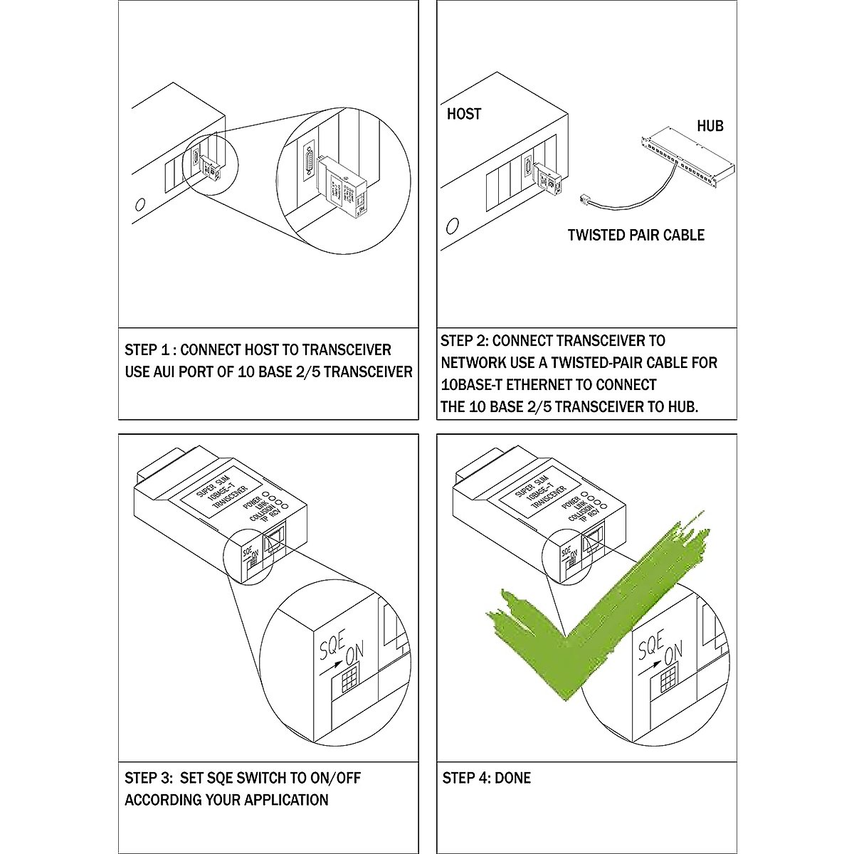 10Base-T RJ45 to 10Base-5 DB15M AUI Type Media Converter | Thick Ethernet Adapter to 10BT UTP RJ-45 Transceiver