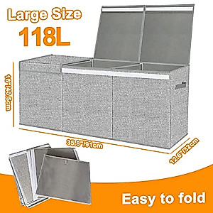 Pantryily Extra Large Toy Box for Girls Boys - Collapsible Kids Toy Chest Boxes Organizers and Storage for Nursery,Playroom,Office 35.8"x12.6"x16"(Grey)