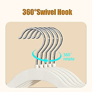 20 Pack Velvet Clothing Hangers,Non-Slip Beige Suit Hanger, 360 Degree Swivel Hook Strong and Durable Clothes Hangers for Coats,Suit, Shirt Dress, Pants & Dress Clothes