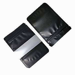 PABCK 3.5x5.1 inch Frosted Black Resealable Stand Up Bags with Window Heat Seal Bulk Food Storage Packaging Foil Pouches Pack of 50