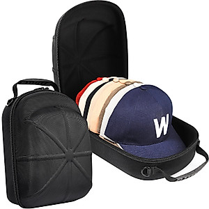 Hat case for Baseball Cap, Hard hat Travel case, caps Holder, Baseball Hat Organizer, Holding up to 6 caps for Travel and Home Storage Black