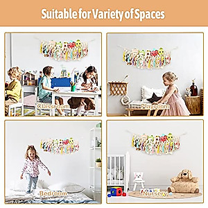 Stuffed Animal Net or Hammock, Macrame Plush Toy Holder, Large Handmade Wall Hanging Stuffed Animal Storage Mesh, Boho Doll Organizer Hammock for Kid's Room, Nursery, Bedroom, Playroom