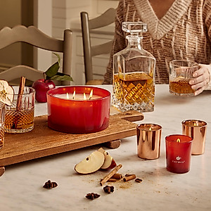 Thymes Simmered Cider Aromatic Votive Trio - Set of Three Votive Candles - Scented Candles with Notes of Freshly Pressed Apple, Crushed Clove, and Cardamom - Luxury Home Fragrance (2 oz Each)