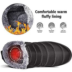HAVINA Womens Warm Snow Boots Outdoor Fur Lining Winter Shoes Anti-Slip Lightweight Ankle Bootie Black 41