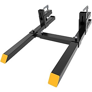 YINTATECH 60" 4000lbs Clamp on Pallet Forks Heavy Duty Tractor Forks with Adjustable Stabilizer Bar Tractor Bucket Forks for Tractor Attachments, Skid Steer, Loader Bucket