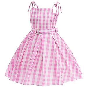 Coolproud Movie Dolls 2023 Margot Robbie Pink Dress Costume for Girls Kids 3T 4T