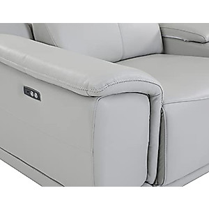 Blackjack Furniture Venice 6 Piece Sectional Sofa with 3-Power Recliners, Features Adjustable Headrest, Lumbar Support, USB and Wireless Charging Station, Extra Large Storage, 1 Console, Light Grey