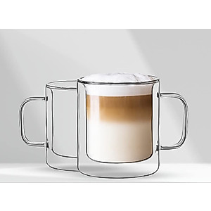 Red Rocks Double Wall Glass Coffee Mugs – Set of Two Hot-Drink Friendly Tea Cup Set – 12 Oz Capacity Clear Borosilicate Glass – Insulated Coffee Mugs With Handle