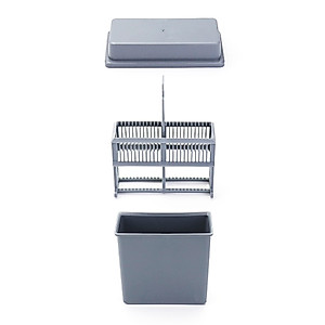 QWORK Microscope Slides Staining Jar and Rack, 2 Pcs 24-Slots, Grey
