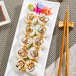 Restaurantware Voga 10.5 x 4.4 Inch Rectangle Serving Plates 2 Break-Resistant Sushi Platters - Dishwashable Elegant Plates For Appetizers Entrees or Desserts White Melamine Restaurant Plates