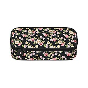 Gocerktr Floral Pencil Case Large Capacity Pencil Bag Double Zippers Pen Bag with Compartments Multifunction Makeup Bag for Women
