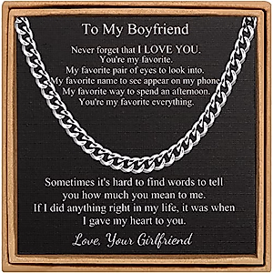 JoycuFF Gifts for Boyfriend Birthday Anniversary Cuban 6MM Stainless Steel Chain Necklace from Girlfriend Chain Hip Hop Jewelry