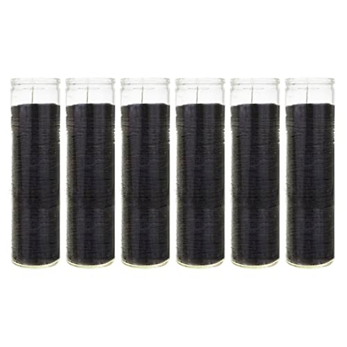 Mega Candles 6 pcs Unscented Black 7 Day Devotional Prayer Glass Container Candle, Premium Wax Candles 2 Inch x 8 Inch, Great for Sanctuary, Vigils, Prayers, Blessing, Religious & More