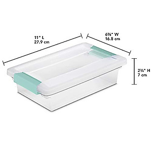 Sterilite 19618606 Small Clip Box, Clear Lid & Base w/Colored Latches