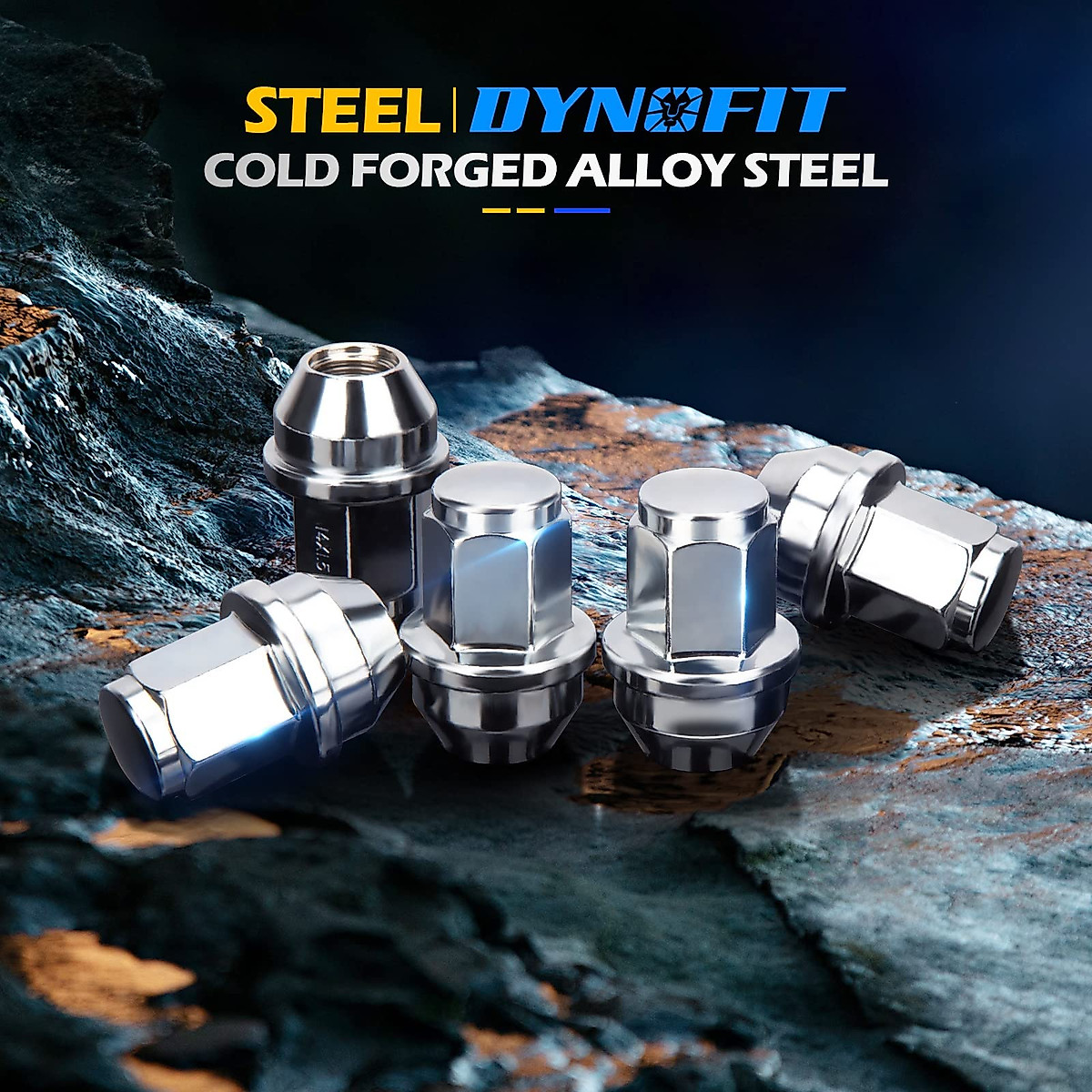 dynofit 24pcs 14x1.5 OEM/Stock Lug Nuts for 2015-2019 Expedition/F-150, M14-1.5 One-Piece Design Factory Chrome Wheel Lugnuts for Lincoln 2016-2018 MKX, 21mm Hex Anti-Rusting Updated