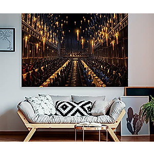 Magic Backdrop for Photography, Dinning Photo Background for Hogwarts Theme Party Decorations Supplies, Dinning Tapestry for Bedroom, Polyester 5x3ft