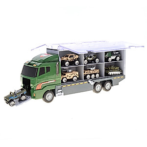 PowerTRC Army Toys for Boys 6-8 8-12, Die-Cast Army Military Vehicles Toys, Diecast Army Trucks and Cars with Carrier Truck, Kids Army Toys, Military Trucks for Boys
