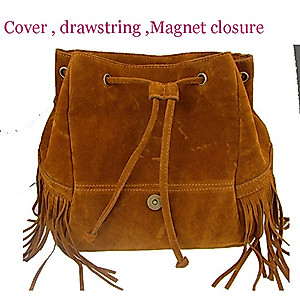 Donalworld Women Tassel Backpack Book Travel Drawstring PU Leather Bag Brown