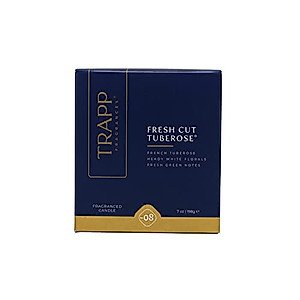 Trapp - No. 8 Fresh Cut Tuberose - 7 oz. Signature Candle - Aromatic Home Fragrance with Floral Scent of French Tuberose, Heady White Florals, & Fresh Green Notes Notes - Petrolatum Wax