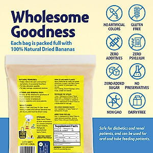 Nana Flakes 100% Pure Banana Flakes Medical Food Powder - Decrease Fat Intake & Natural Remedy for Diarrhea & Heart Burn - Great Source of Protein & Fiber (Banana, Two Pound Bag)