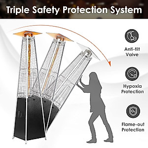 Incbruce Outdoor Heater Standing Patio Heater, 41000 BTU Stainless Steel Propane Patio Heater, Portable Propane Heater with Wheels for Patio and Garden (Matte Gold)