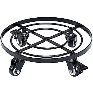 Idzo Round Heavy Duty Plant Caddy with Wheels, Cast Iron Plant Dolly, Plant Stand with Wheels, Load Capacity 180 Lbs, Repositioning Heavy Pots, Hauling Heavy Household Items, 14 Inch - Black