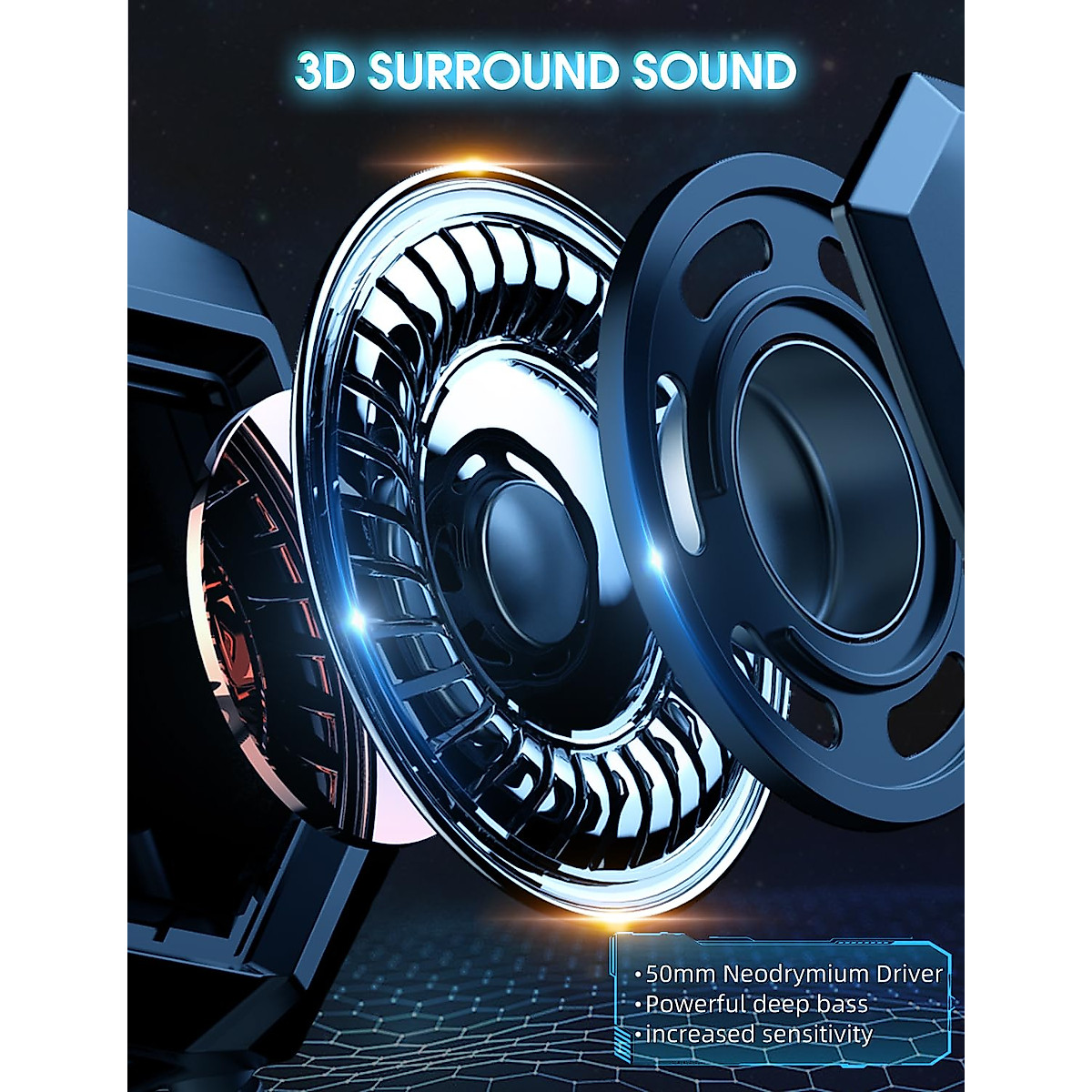 Gaming Headset with Microphone, Gaming Headphones Compatible for PS4 PS5 Xbox PC with RGB Lights, PlayStation Headset with Noise Reduction 7.1 Surround Sound Over-Ear and Wired 3.5mm Jack (Black)