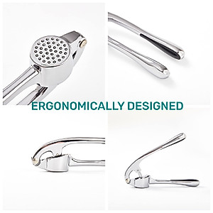 HiramWare Garlic Press, Premium Rust Proof Kitchen Garlic Mincer Crusher Squeezer with Ergonomic handle, Ginger Crusher with Good Grip, Easy to Clean, Dishwasher Safe