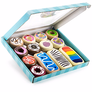 Imagination Generation Baker's Dozen Wooden Donuts, 13 Assorted Colorful Wood Eats! Pastries