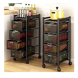 Storage Drawers Rolling Cart with Drawers Utility Cart with Drawers Organizer on Wheels Small Dresser Small Drawers Rolling Drawer Organizer Cart for Kitchen Bedroom Office (4 Tier Black)