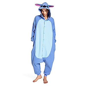 CANASOUR Unisex Blue Adult Onesie Animal Anime Cartoon Cosplay One-Piece Pajamas Christmas Halloween Costumes (Medium, Blue)