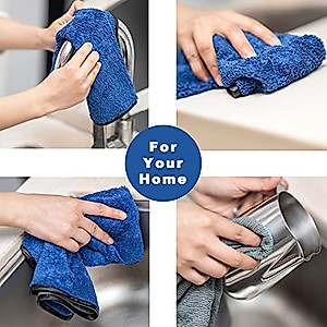 CARCATICZ Microfiber Towels for Cars, Microfiber Cleaning Cloth for Cars, Waxing and Polishing Towels, Lint Free, Scratch-Free, High Absorption, Blue & Gray, 16 in x 16 in, 530gsm, 6pack