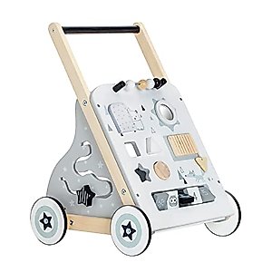 Wooden Baby Walker, Baby Push Walkers, Walker for Baby Boys and Girls, Baby Activity Center, Toddler Montessori Toys for 1+ Year Old, Kids Multi-Activity Learning Walker