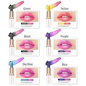 KTouler 6 Pcs Color Changing Lipstick Makeup Kit, Magic PH Temperature Waterproof Non-Stick Cup Moisturizing Lip Balm Makeup Gift Set for Women