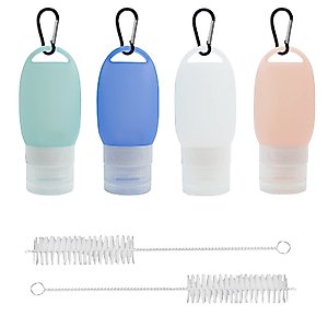 TACYKIBD 4Pcs Squeeze Salad Dressing Bottles, Portable Sauce Condiment Bottles with 2 Cleaning Brush and Food Storage Condiment Bottles with Keychain, Leakproof Dressing to Go for Lunch (1.4oz, 40ML)