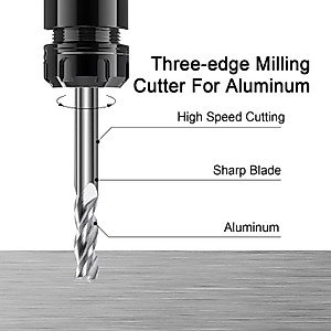 XYunEnZ ISB 1/8‘’ Carbide Square End Mill Set, 3 Flute Micro Grain Carbide End Mill Bits for Drilling Aluminum Applications and Hardened Steels, 5 Pcs