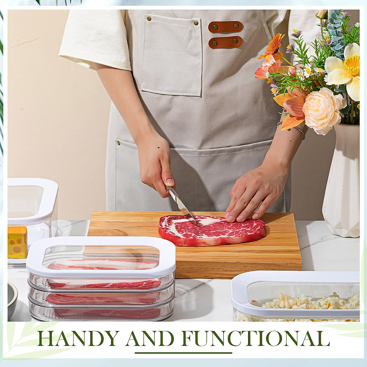 Tioncy 3 Pcs Deli Meat Container for Fridge Bacon Container for Refrigerator Stackable Food Storage Boxes with Lid Cheese Keeper Box for Fridge Airtight Deli Holder Organizer for Turkey Pantry Lunch