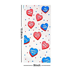 JOYIN 150 Pcs Valentine Gift Bags Long Cellophane Bags with Gift Cards and Twist Ties Valentine Goodies Bags for Valentines Day Party Favors Supplies