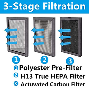 LeadCon 4 Pack LV-H128True HEPA Replacement Filter Compatible for LEVOIT LV-H128 / PUURVSAS (HM669A) / ROVACS (RV60) Air Purifiers,Part LV-H128-RF