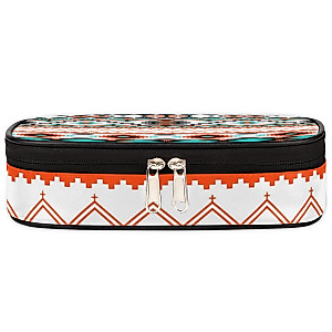 Aztec Big Capacity Pencil Pen Case Aztec Print Large Pencil Pouch with Zipper Compartments Pencil Bag for Boys Girls Adults Student Office School Supplies