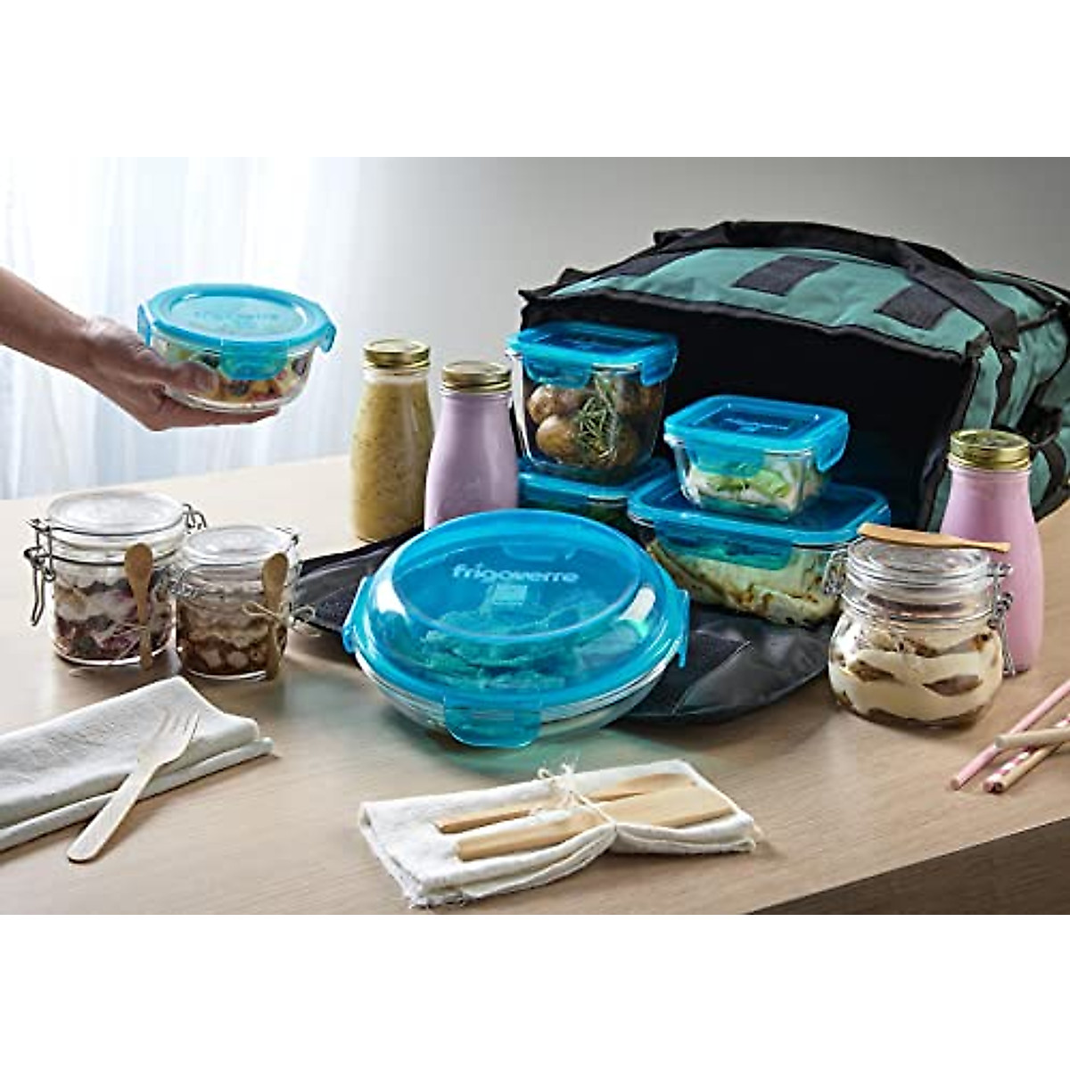 Bormioli Rocco Frigoverre Evolution Collection - 4.75-Inch Square Container - 42cl (14.25 oz.) - Grey