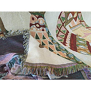 DaDa Bedding Elegant Dancing African Women Tapestry Throw Blanket - Festive Celebrate Kwanzaa w/Fringe Tassels - Cottage Woven Ethnic Culture Needle Stitched Design - 50” x 60” (7173)