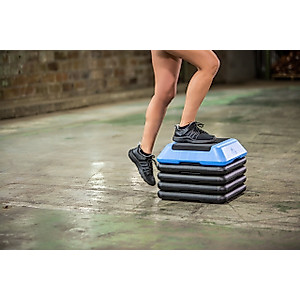 The Step Adjustable High Step Aerobic Platform with 4 Risers, Home Gym Workout Equipment, Fitness Stair Stepper Exercise Platform, Aerobic Exercise Equipment Made in the USA,Blue