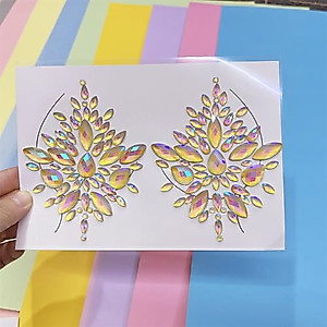 Topz Glow in The Dark face gems Halloween Makeup Body gems Stick on Body Jewels Festival Rhinestone Sticker Mermaid Body Makeup Rave Accessories for Adult Costume (TP351 Chest Paste)