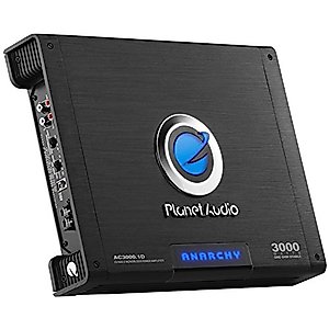 Planet Audio AC3000.1D Anarchy Series Car Audio Amplifier - 3000 High Output, Class D, Monoblock, 1 Ohm, Low Level Inputs, Low Pass Crossover, Mosfet Power Supply, Hook Up To Stereo and Subwoofer