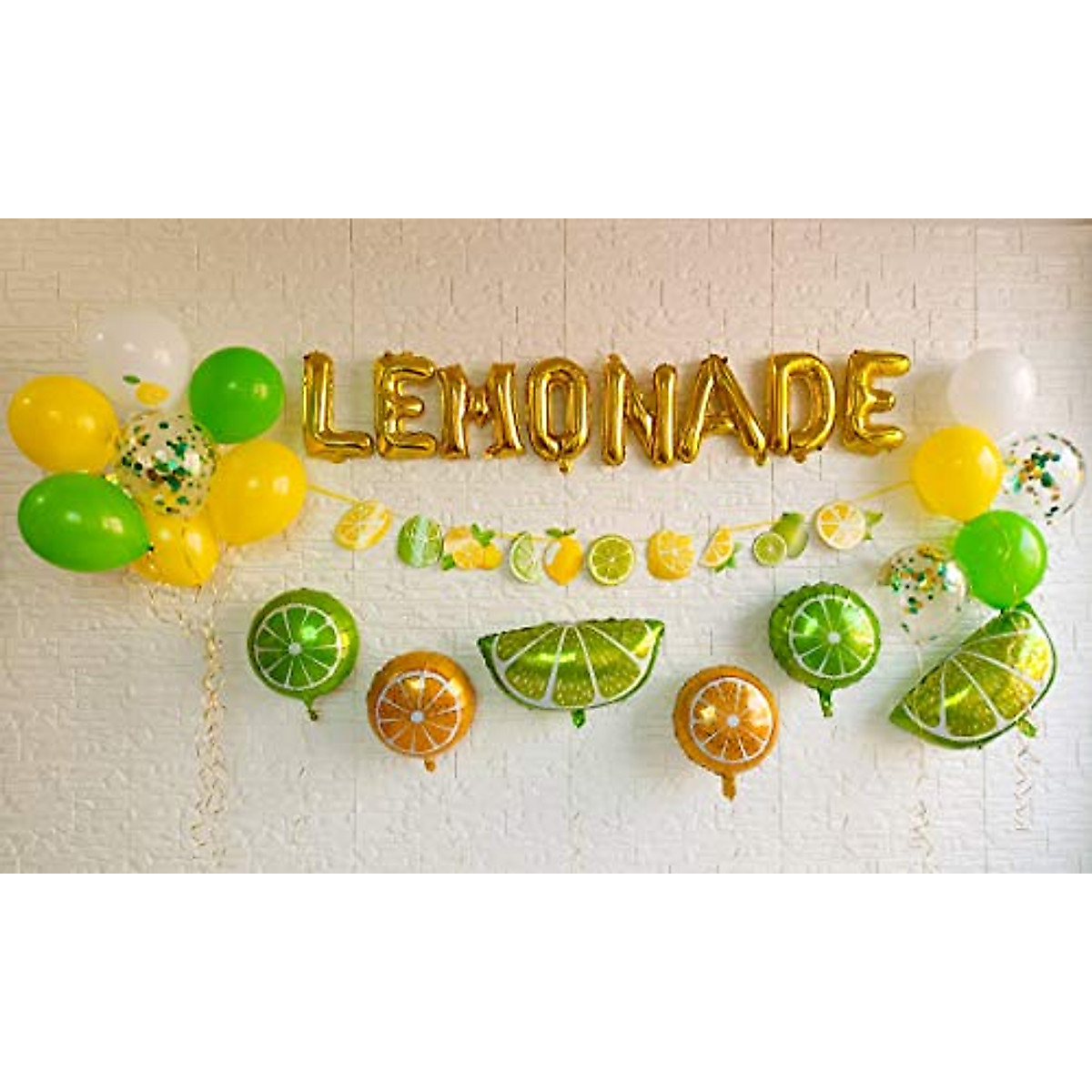 Lemonade Party Decoration Lemonade Foil Latex Balloons Banner,Lemonade Garland Decoration for Summer Lemonade Party